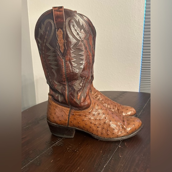 Lucchese | Shoes | Luchesse Brown Ostrich Leather Cowboy Boots | Poshmark